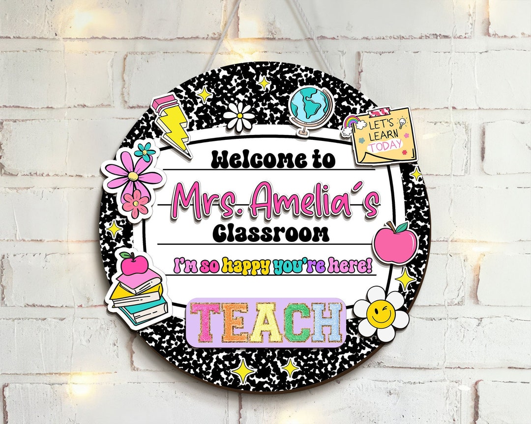 Personalized Teacher 3D Door Sign, Teacher Gifts, Composition Notebook ...