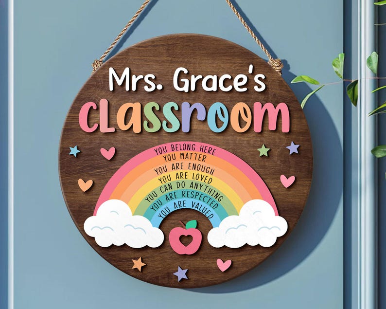 Personalized 3D Teacher Door Sign, Teacher Name Sign, Classroom Welcome ...