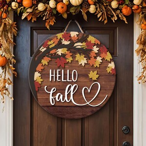 Hello Fall Door Sign, Autumn Door Hanger, Fall Welcome Sign, Autumn ...
