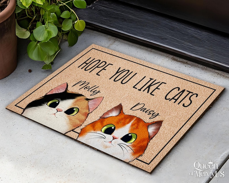 Personalized Cat Doormat, Hope You Like Cats Door Mat, Funny Cat ...