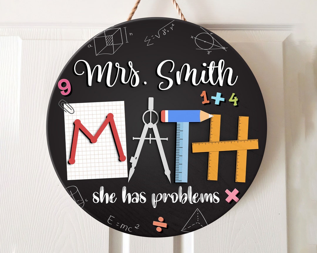 Personalized Math Teacher Door Sign, Back to School, Math Teacher Gift ...