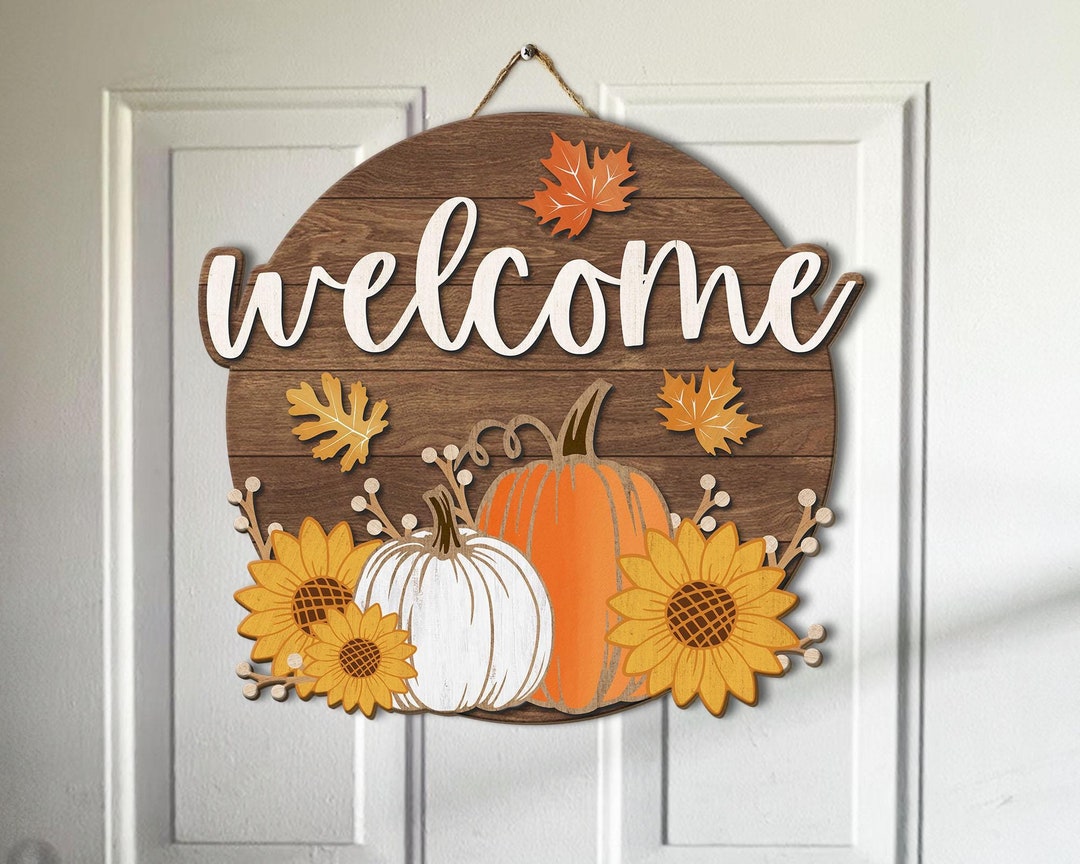 Fall Door Hanger, Welcome Door Sign, Fall Front Door Decor, Fall Home ...
