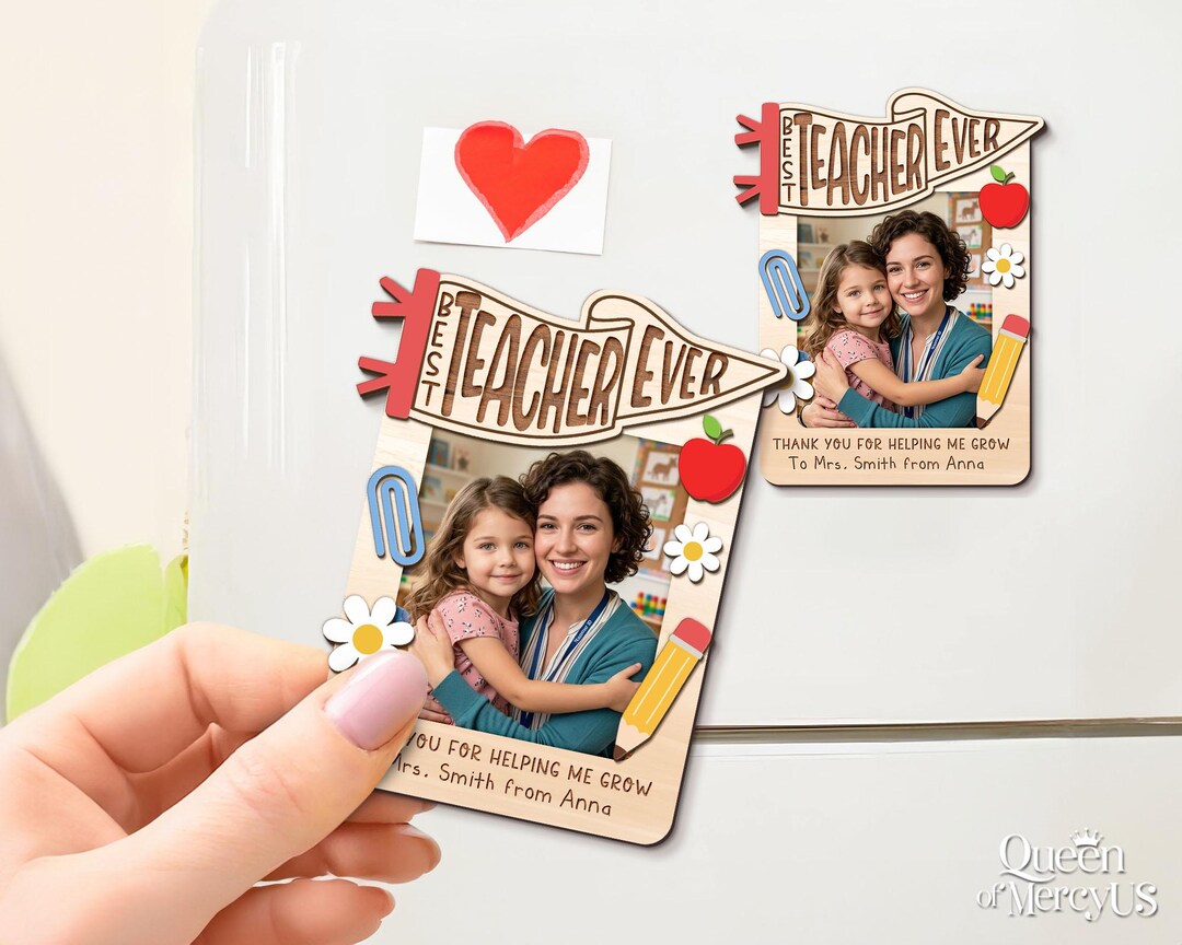 Personalized Teacher Photo Wooden Magnet, Custom Picture Magnet, End of ...