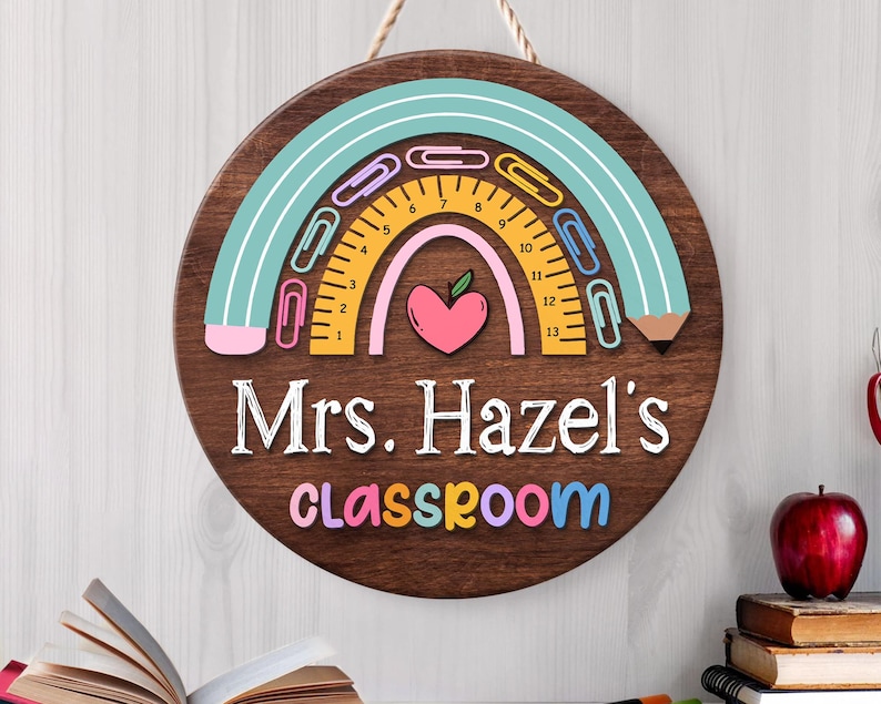 Custom 3D Teacher Rainbow Door Hanger, Back to School Gifts, Teacher ...