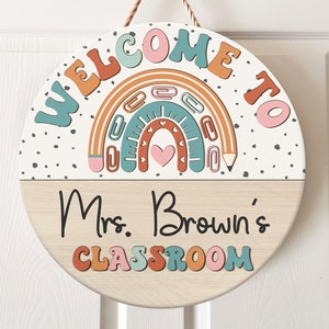 Personalized 3D Teacher Door Sign, Rainbow Teacher Door Hanger, Back to ...