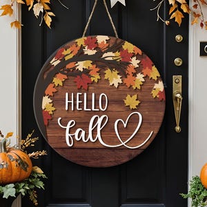 Hello Fall Door Sign, Autumn Door Hanger, Fall Welcome Sign, Autumn ...