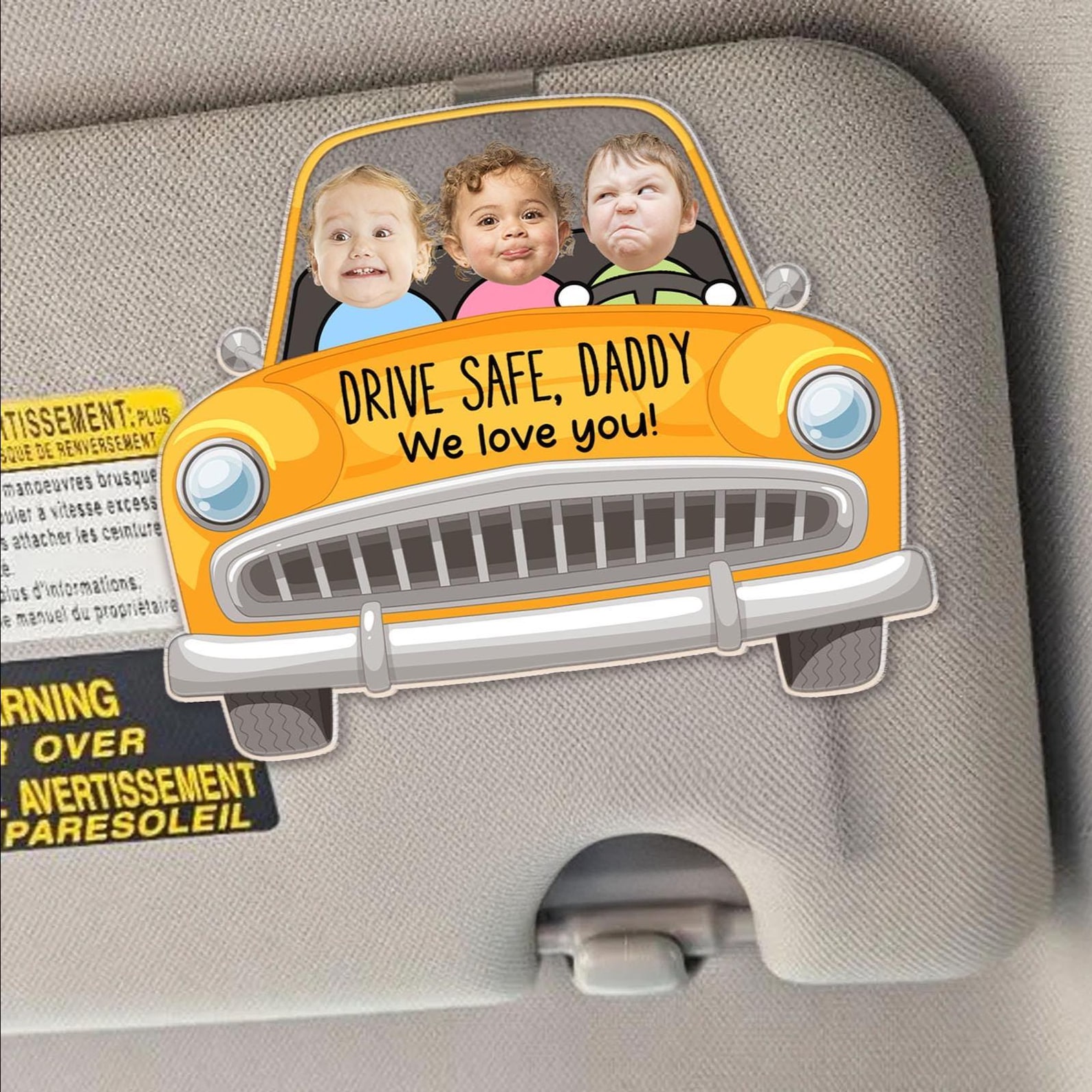 Drive Safe Daddy, Personalized Dad Car Visor Clip, Custom Photo Face ...