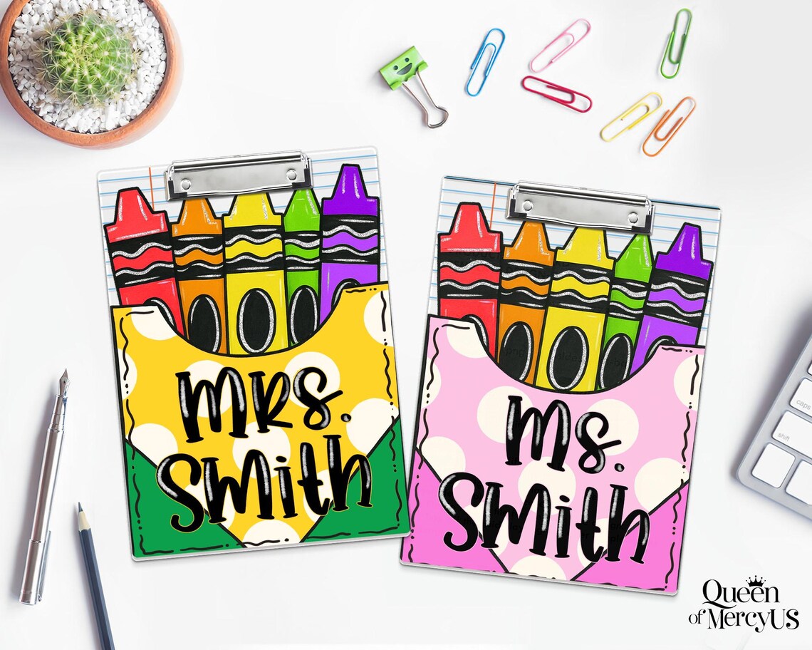 Custom Crayon Teacher Clipboard, Back to School Gift, Teacher School ...
