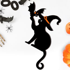 Black Cat Door Topper, Black Cat Door Corner Sign, Halloween Bat Door ...