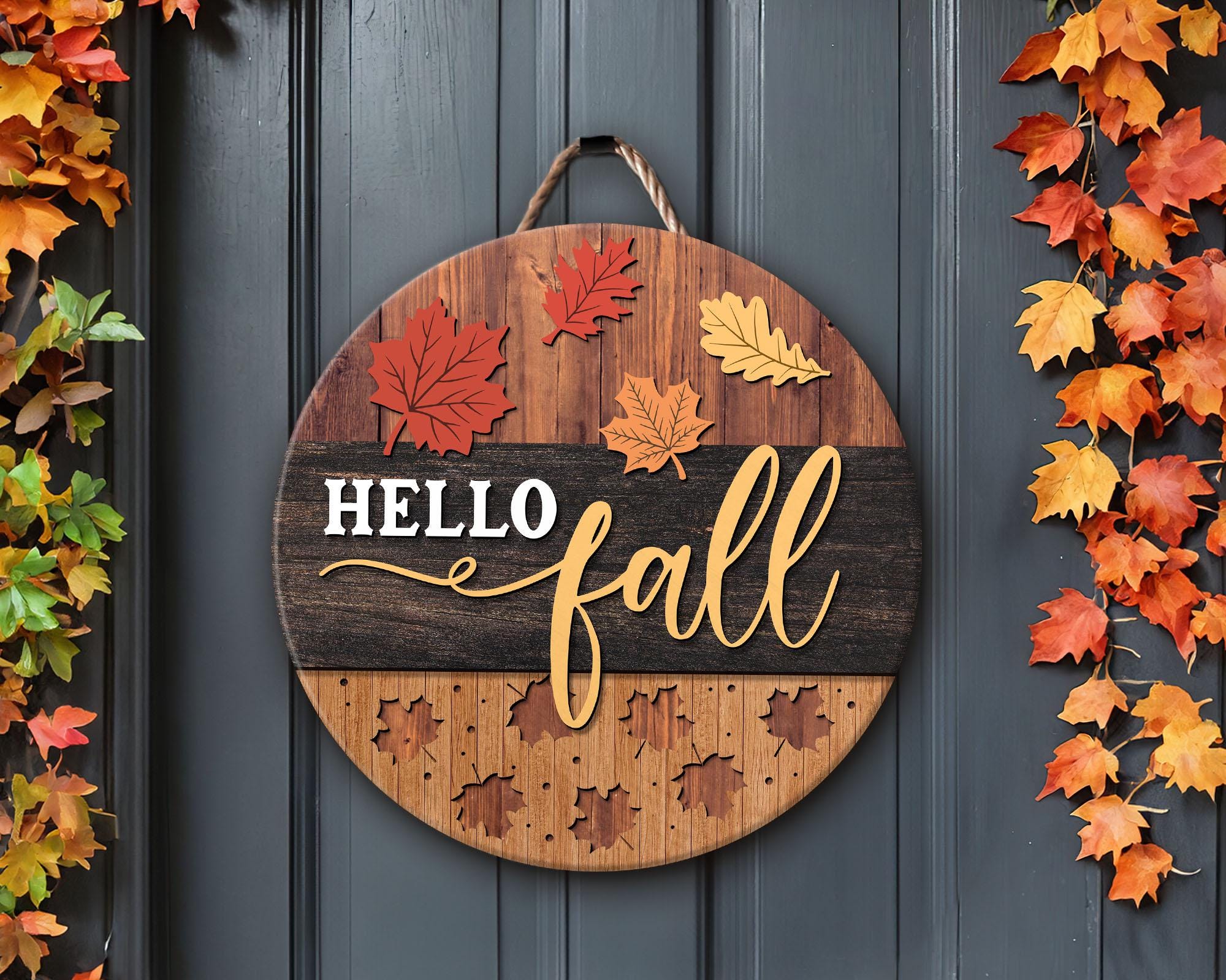Hello Fall Welcome Sign, Fall 3D Door Hanger, Hello Pumpkin Welcome ...