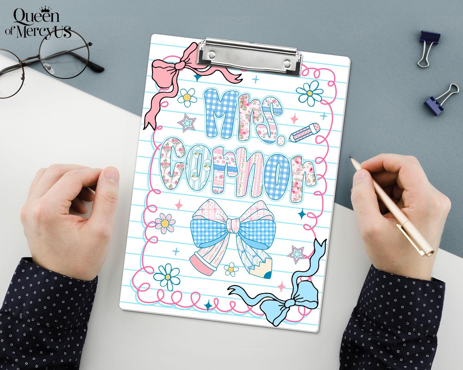 Personalized Teacher Gifts, Preppy Floral Teacher Acrylic Clipboard ...
