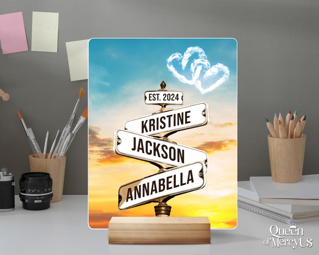 Personalized Family Name Street Sign Plaque, Family Street Sign Night ...