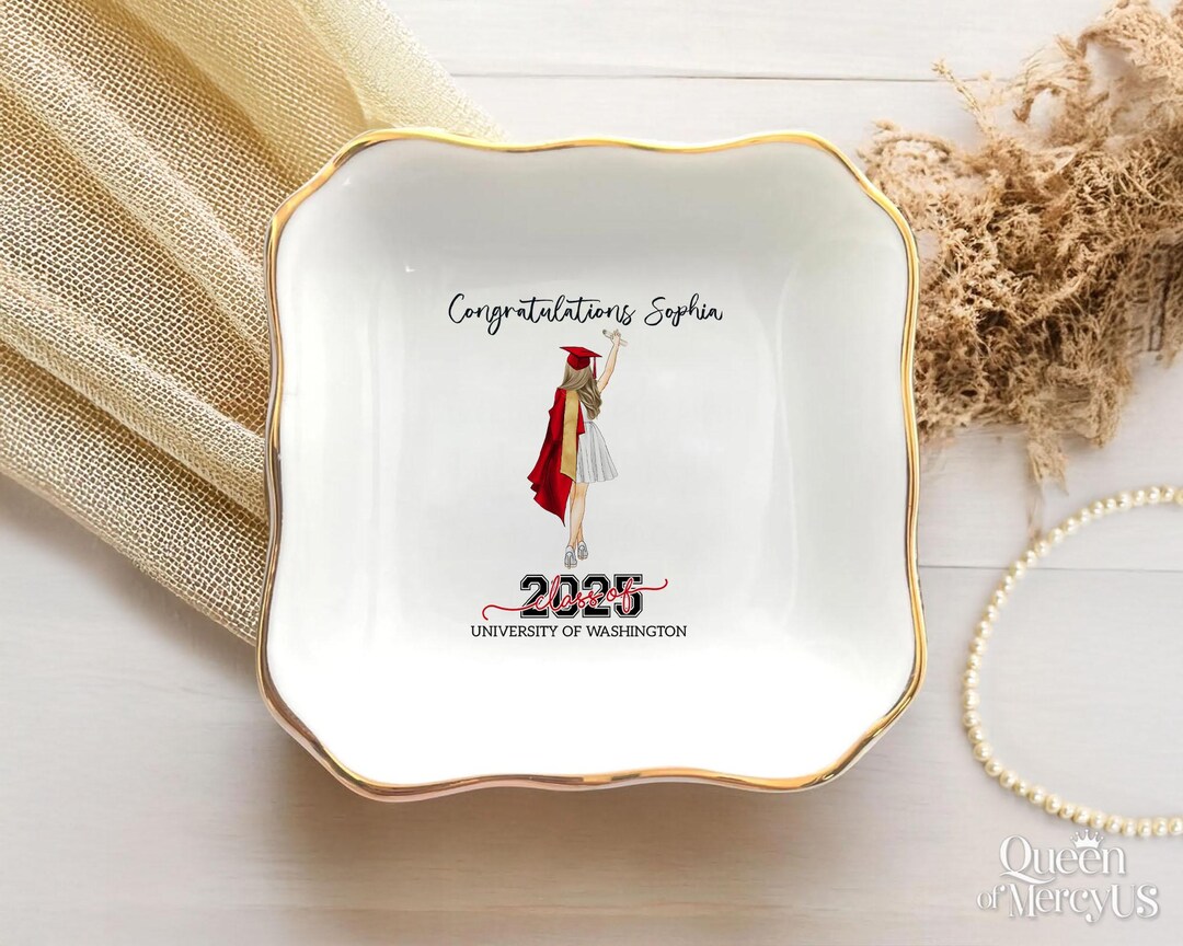 Custom Graduation Trinket Dish for Her, Personalized Jewelry Dish for ...