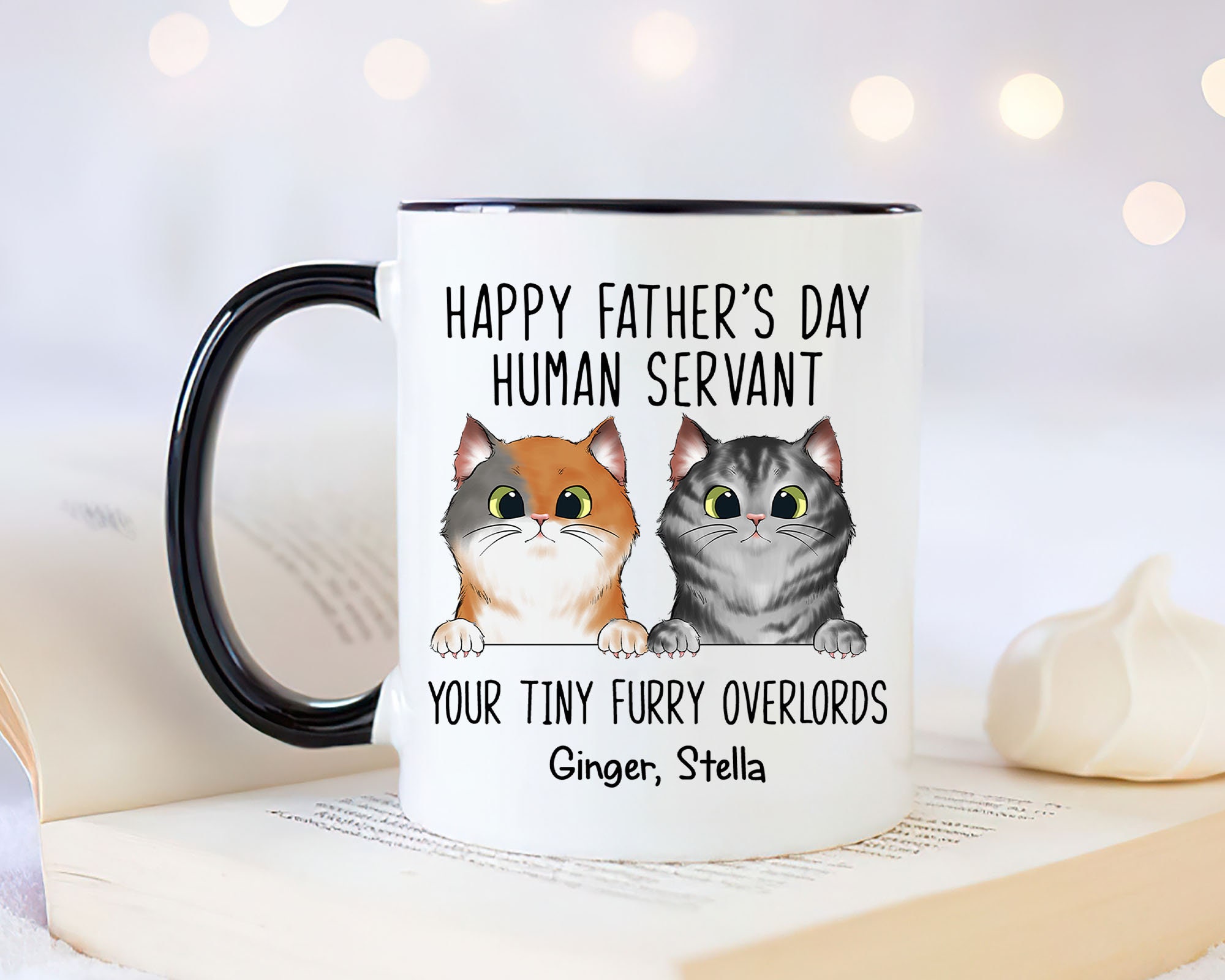 Personalized Cat Dad Gifts, Funny Cat Dad Mug, Happy Father's Day Human ...