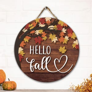 Hello Fall Door Sign, Autumn Door Hanger, Fall Welcome Sign, Autumn ...
