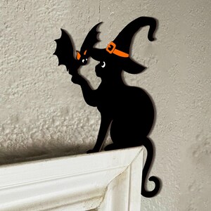 Black Cat Door Topper, Black Cat Door Corner Sign, Halloween Bat Door ...
