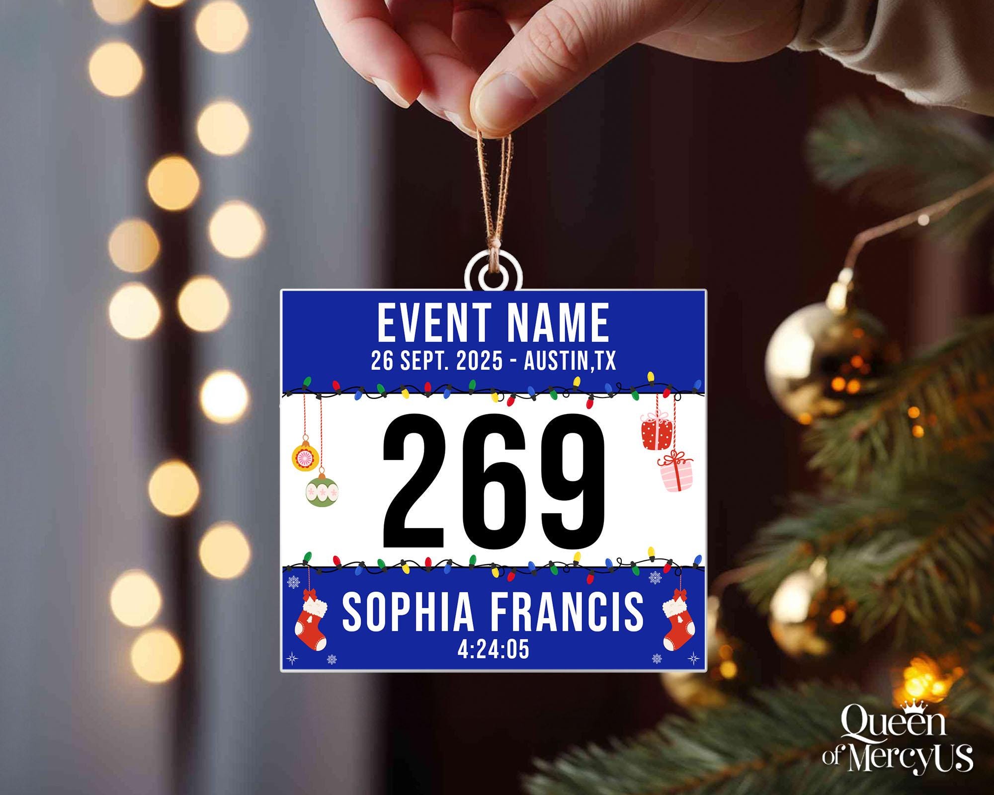 Personalized Race Bib Acrylic Ornament: Custom Cross Country Marathon ...