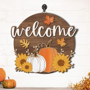 Fall Door Hanger, Welcome Door Sign, Fall Front Door Decor, Fall Home ...
