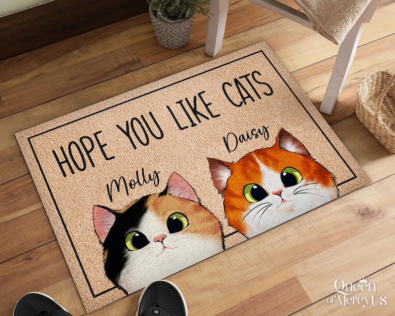 Personalized Cat Doormat, Hope You Like Cats Door Mat, Funny Cat ...