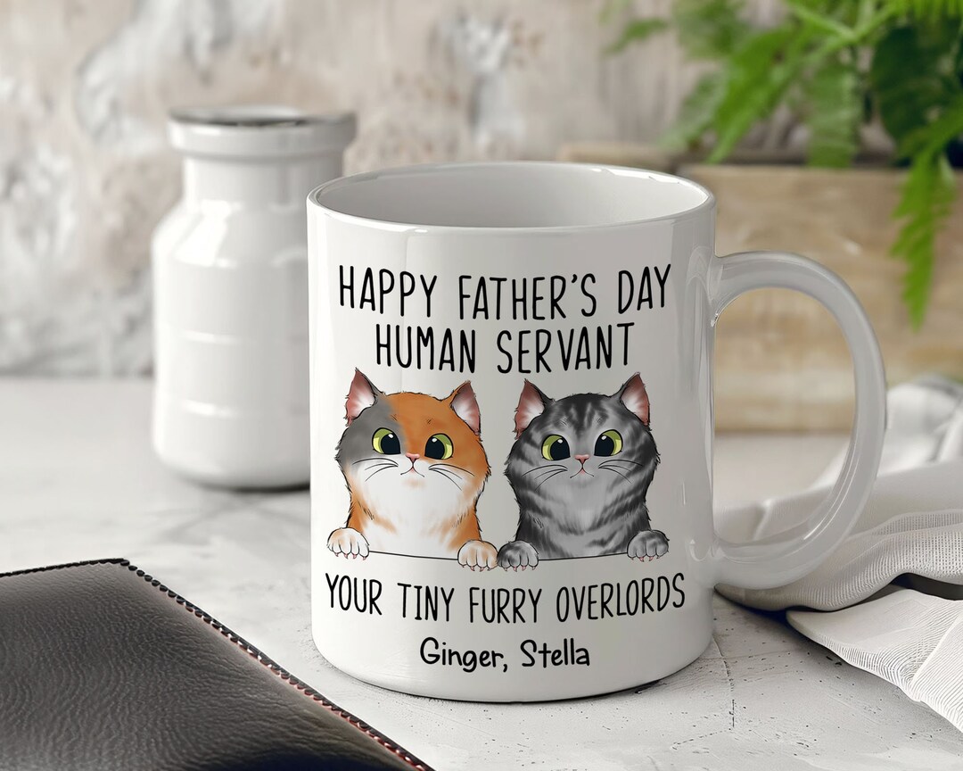 Personalized Cat Dad Gifts, Funny Cat Dad Mug, Happy Father's Day Human ...