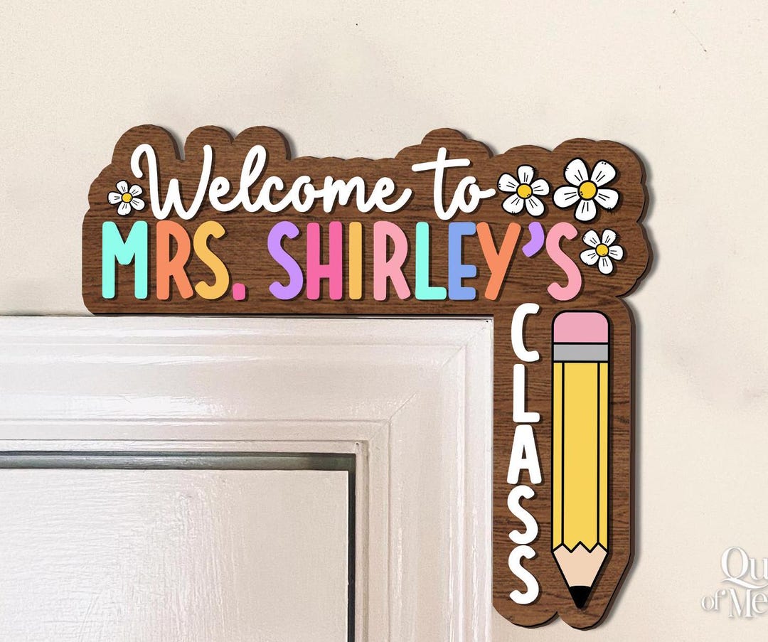 Custom Teacher Name Door Corner, Classroom Door Sign, Teacher Wooden ...