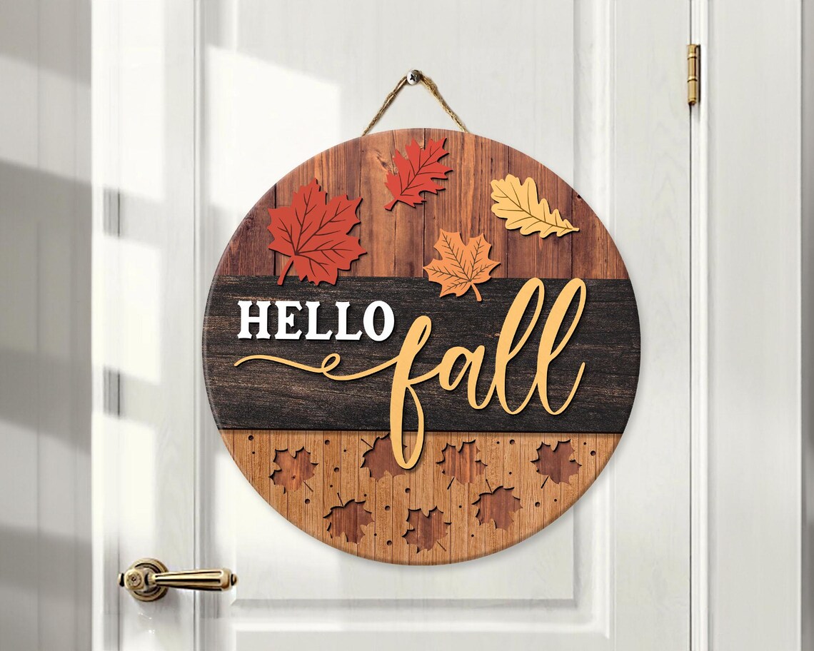 Hello Fall Welcome Sign, Fall 3D Door Hanger, Hello Pumpkin Welcome ...