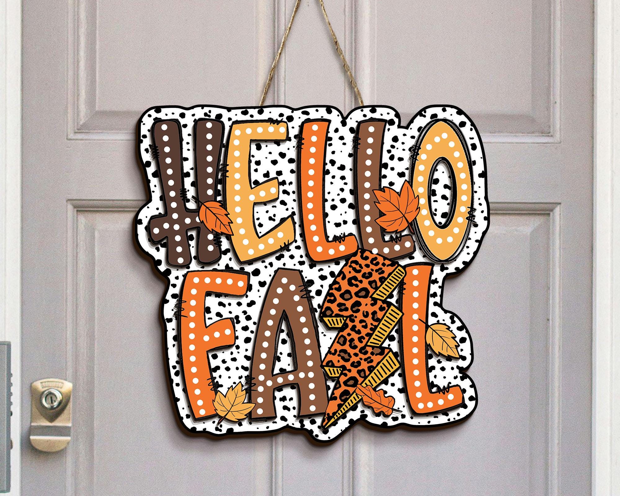 Hello Fall Door Hanger,fall Welcome Sign, Fall Home Decor, Outdoor Fall ...
