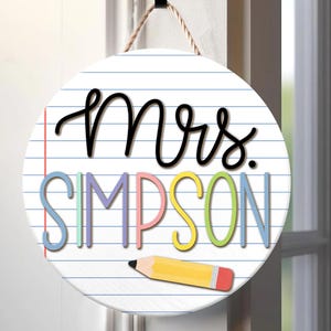 Custom 3D Teacher Door Sign, Notebook Teacher Door Sign, Back to School ...