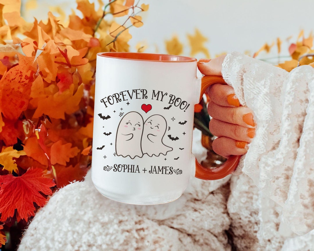 Personalized Couple Boo Mug, Gift for Couple, Halloween Mug, Cute Ghost Mug, Custom Name Couple ...