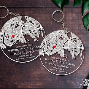Custom Map Where It All Began Keychain, Personalized Map Keychain for ...