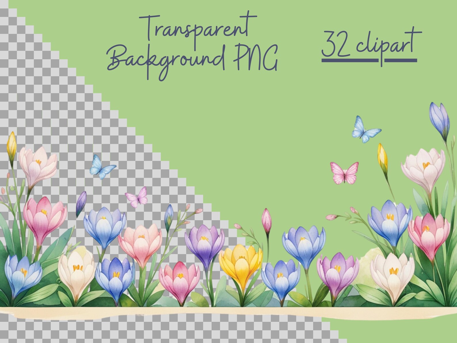 32 PNG Spring Flower Borders – Digital Download, Floral Clipart for ...