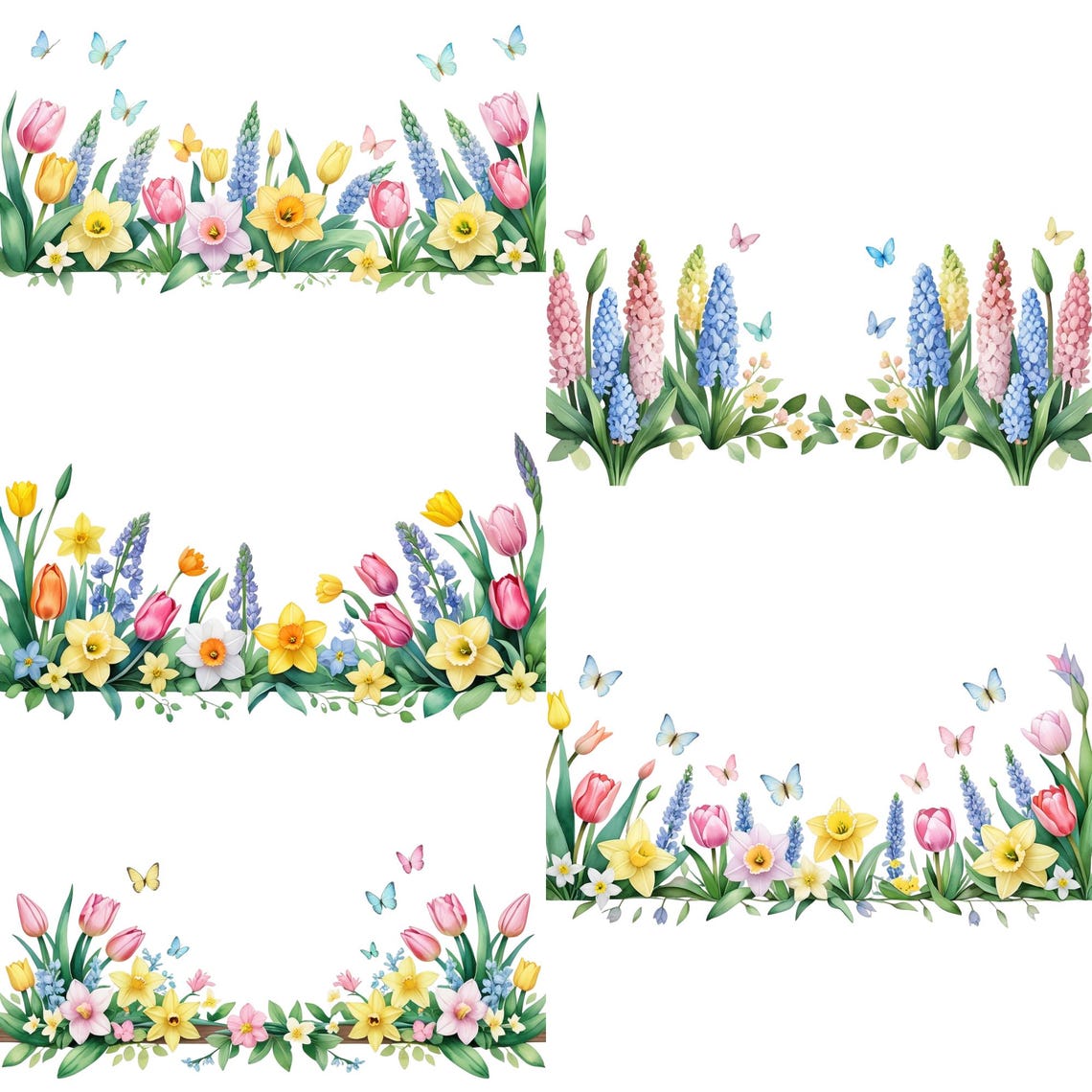 32 PNG Spring Flower Borders – Digital Download, Floral Clipart for ...