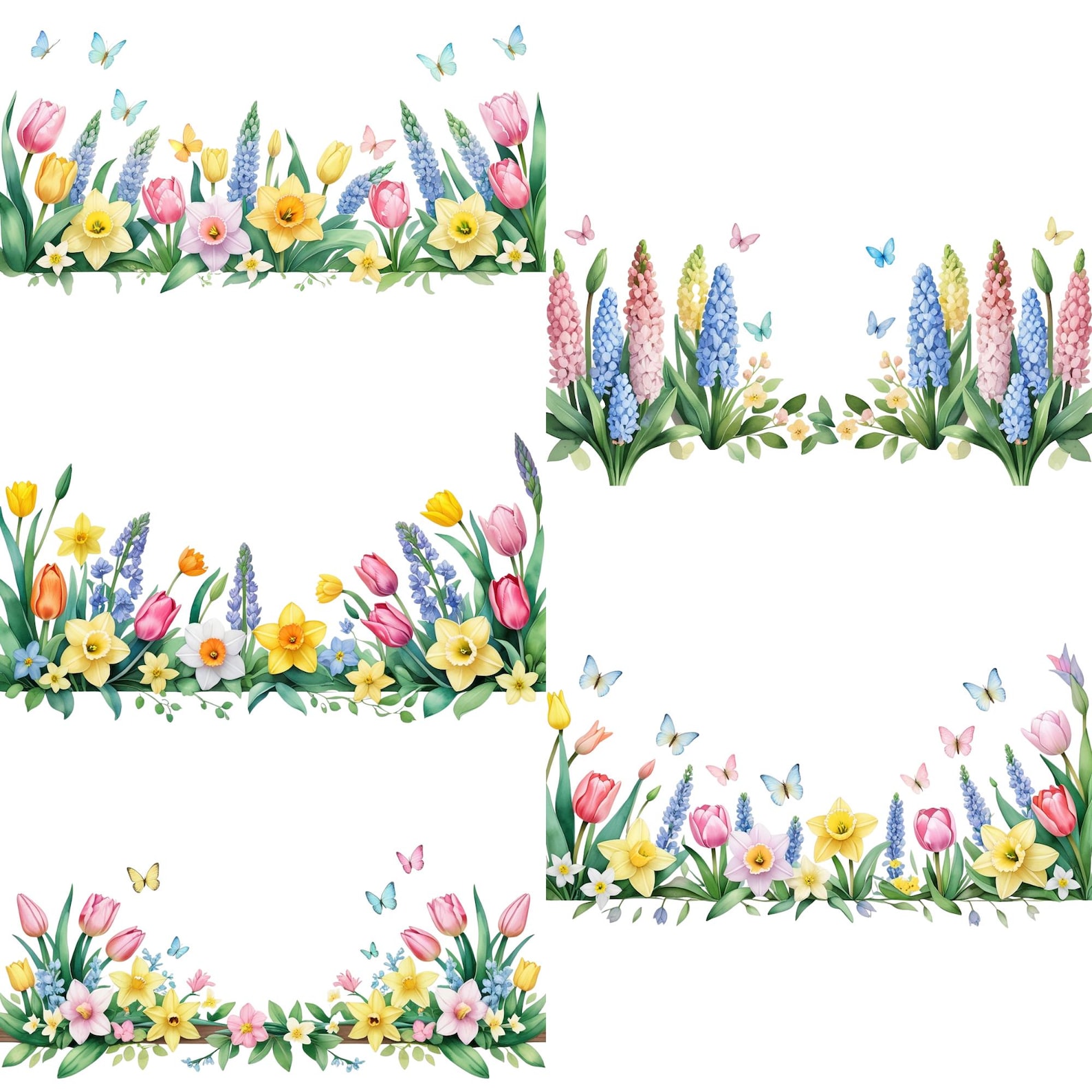 32 PNG Spring Flower Borders – Digital Download, Floral Clipart for ...