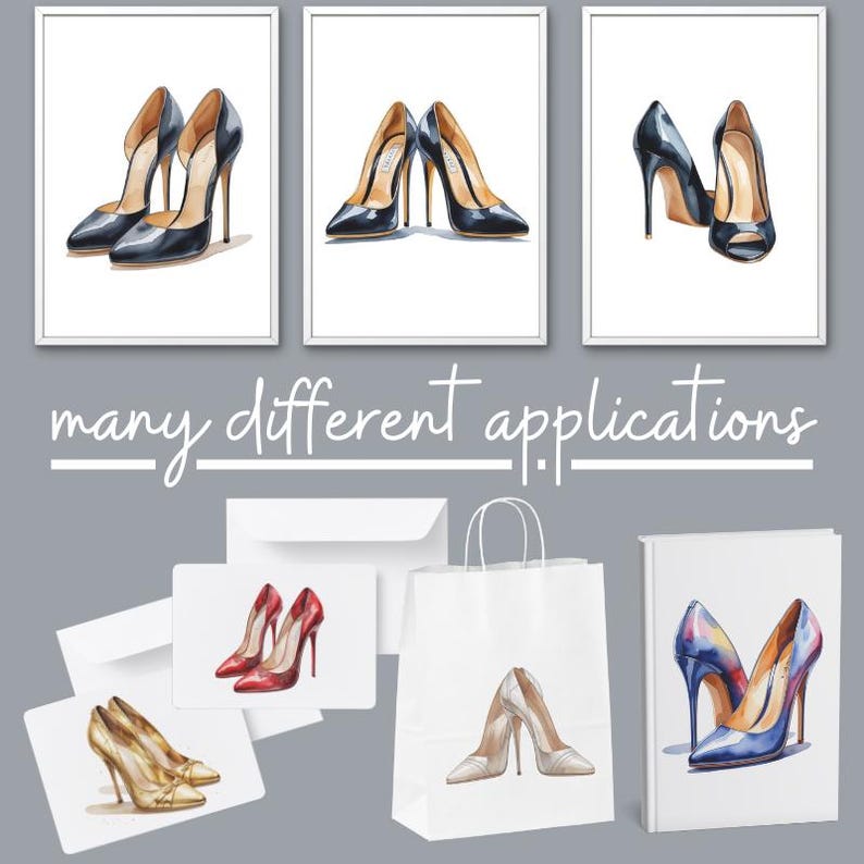 Elegant High Heels Clipart: Fashion Shoes PNG Illustrations (digital ...