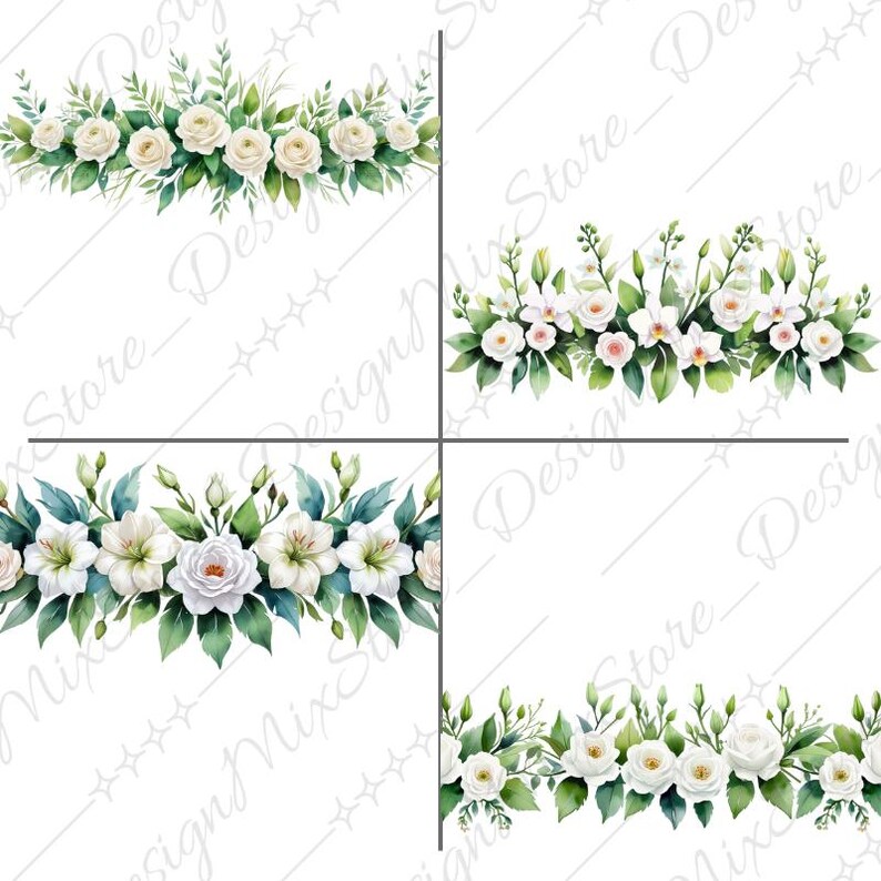 25 White Flower Borders PNG: Floral Clipart (digital Download) - Etsy