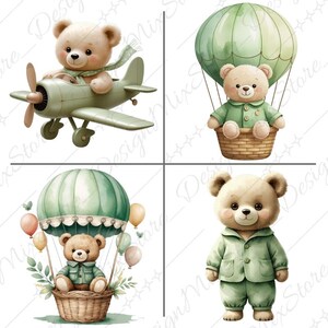 Green Teddy Bear Clipart: Pastel Nursery Art (PNG Digital Download) - Etsy