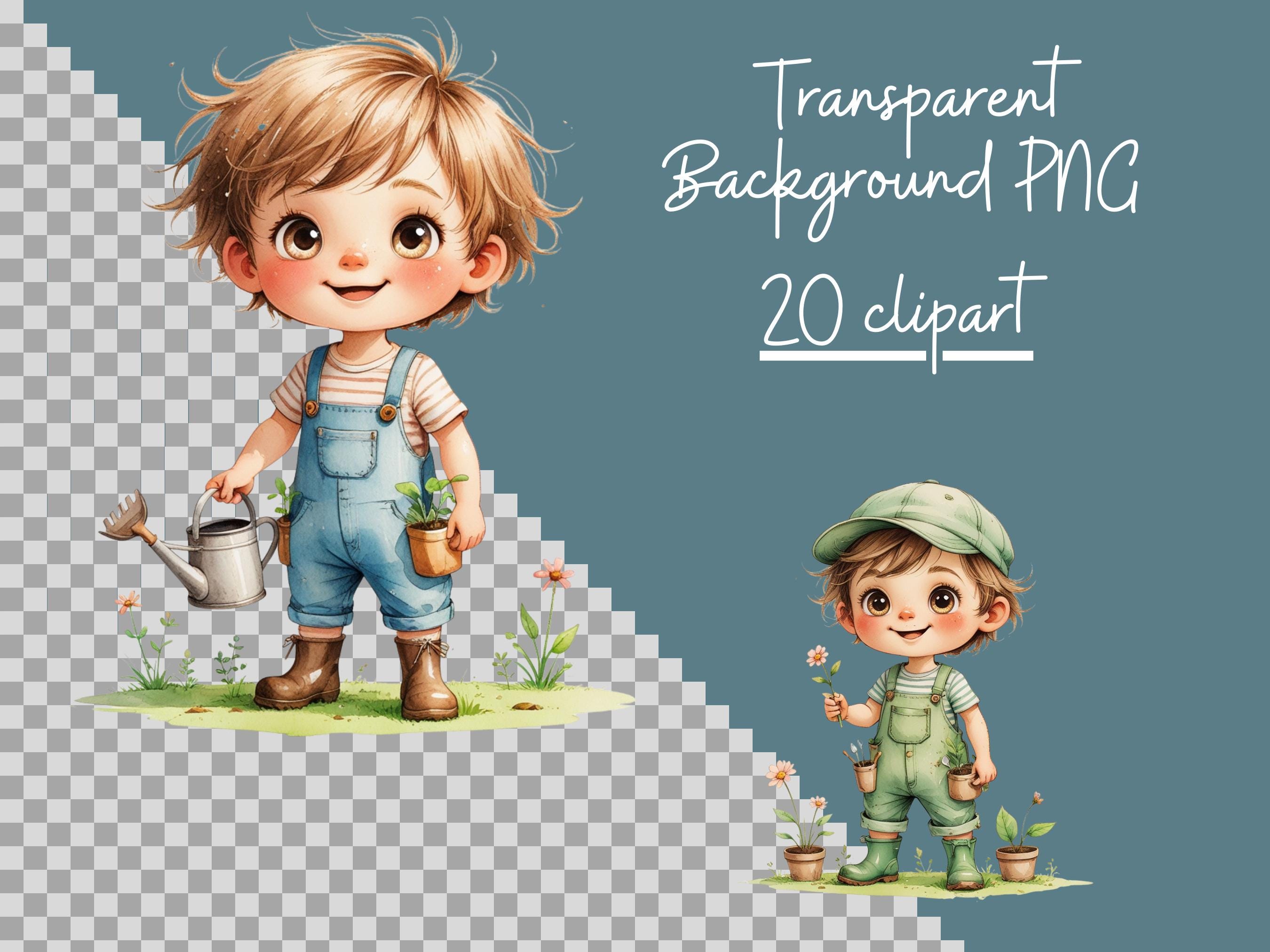 20 Whimsical Storybook Boy | Cute Watercolor Illustration PNG | Pastel ...