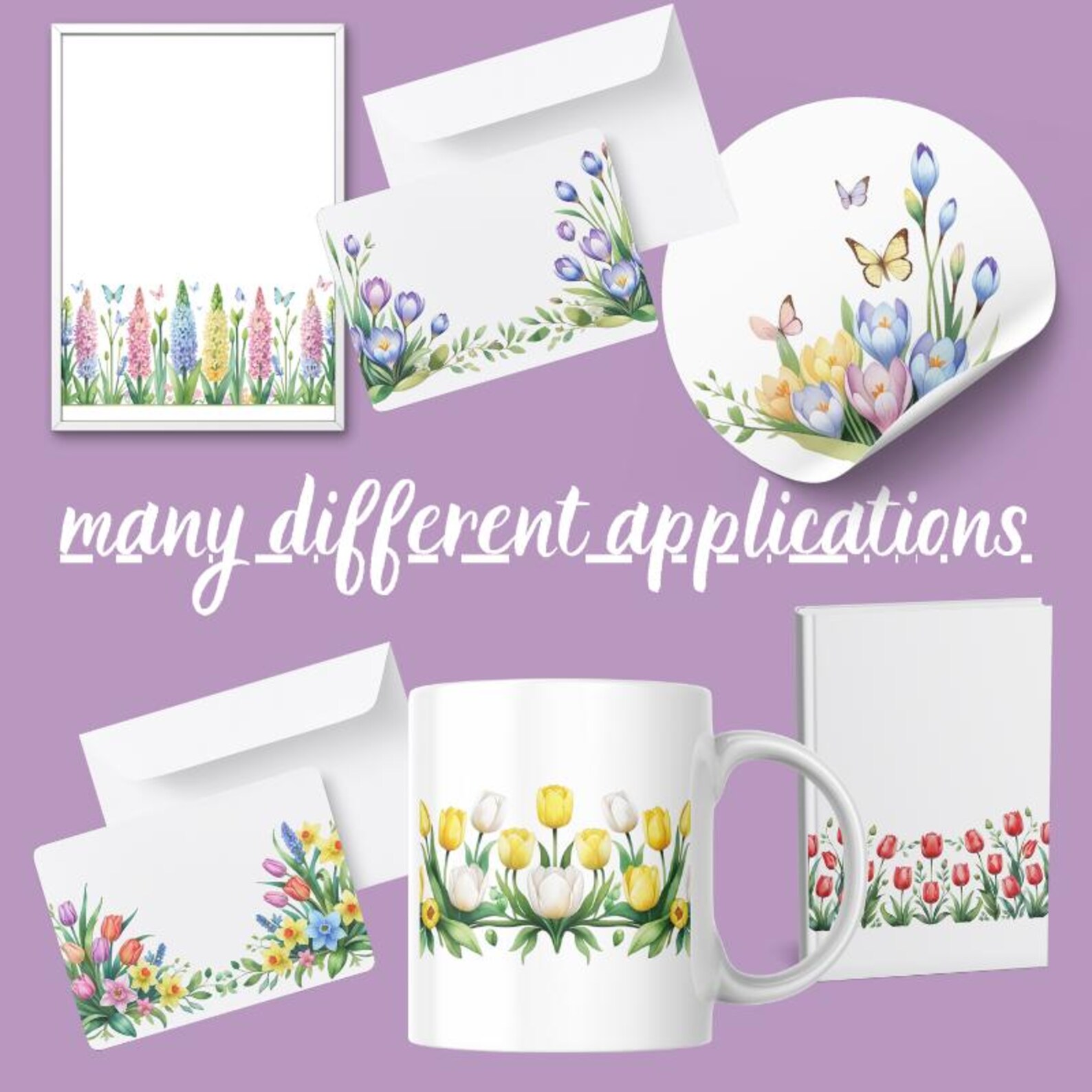 32 PNG Spring Flower Borders – Digital Download, Floral Clipart for ...