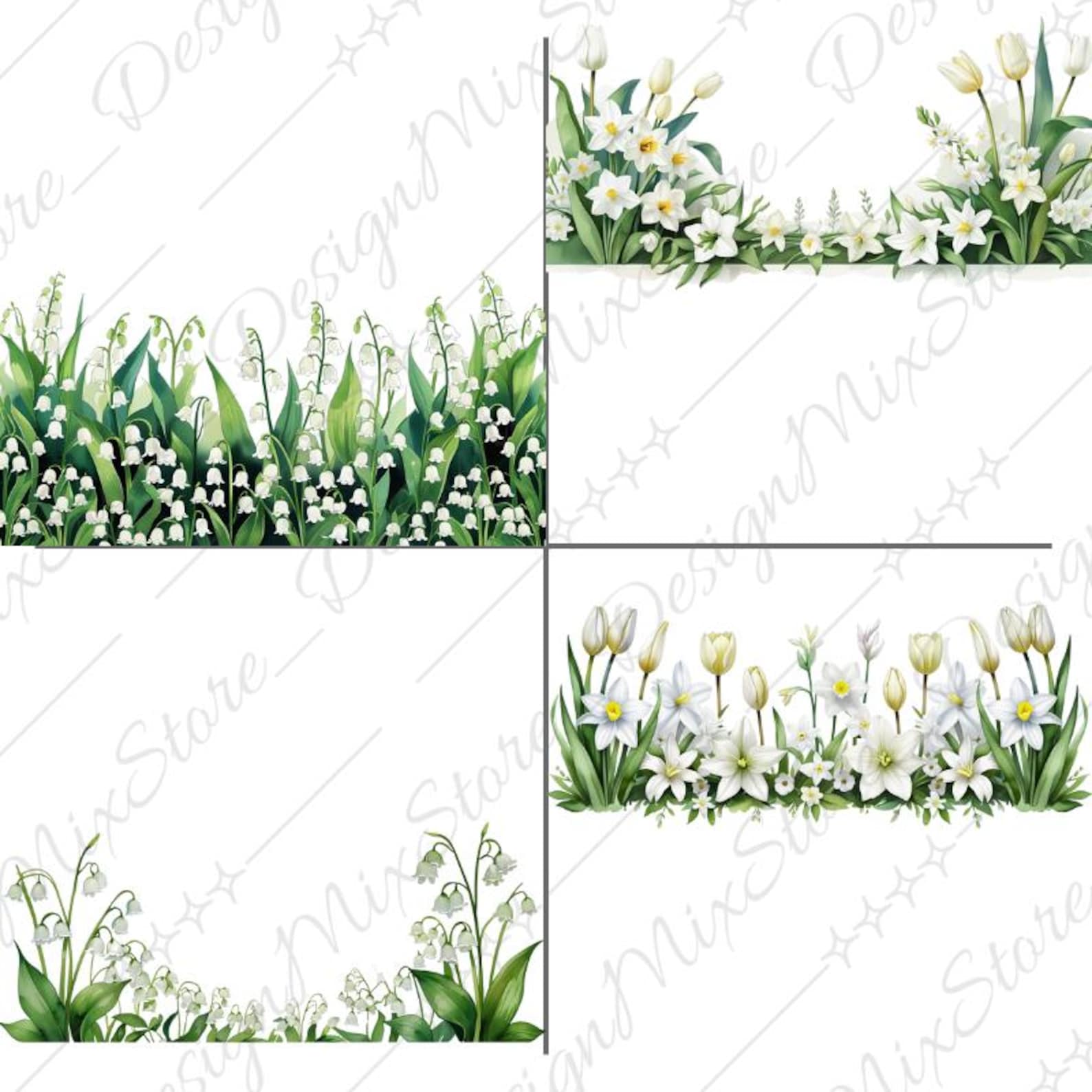 25 White Flower Borders PNG: Floral Clipart (digital Download) - Etsy