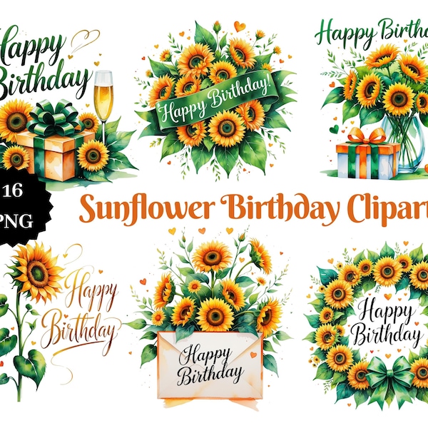 Happy Birthday Images With Sunflowers - Etsy