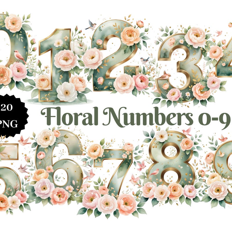 Pastel Numbers Clipart - Etsy
