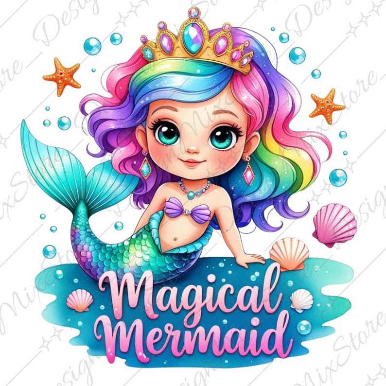Magical Mermaid Clipart: Fairytale PNG Bundle (digital Art) - Etsy