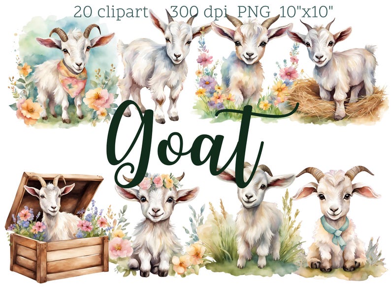 Cute Goat 20 Clipart PNG – Digital Download, Transparent Background ...
