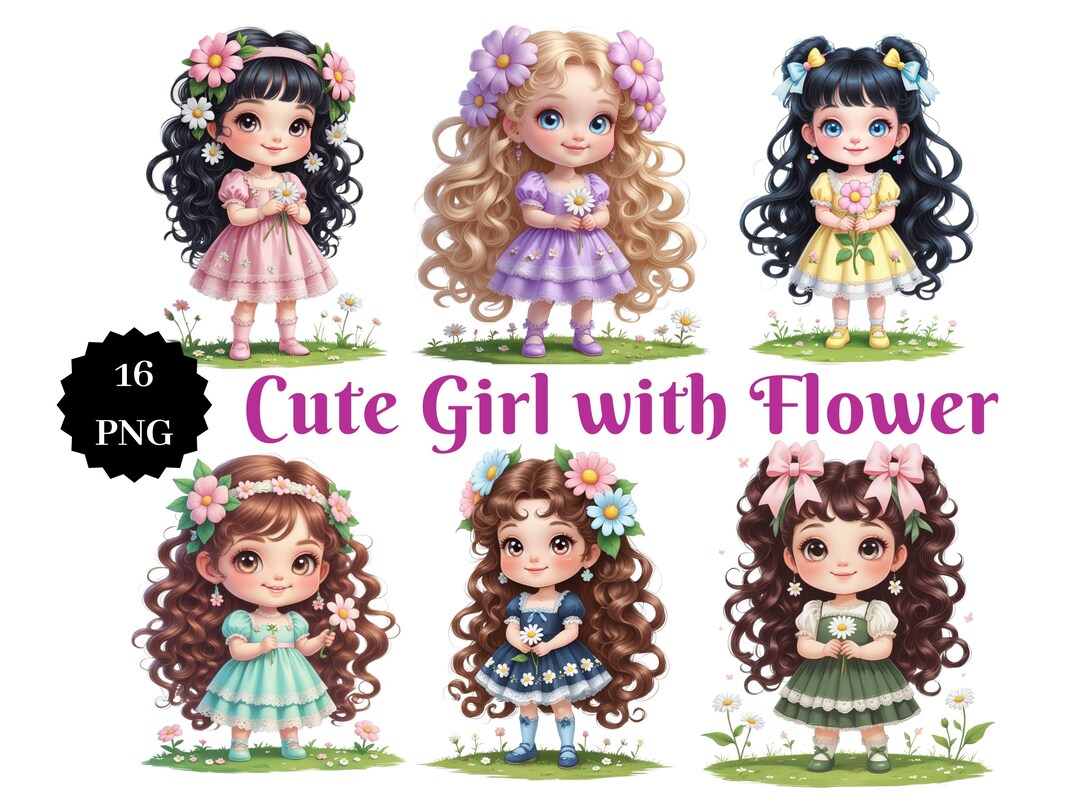 Kawaii Chibi Girl Clipart – 16 PNG Art Stickers (digital Download) - Etsy