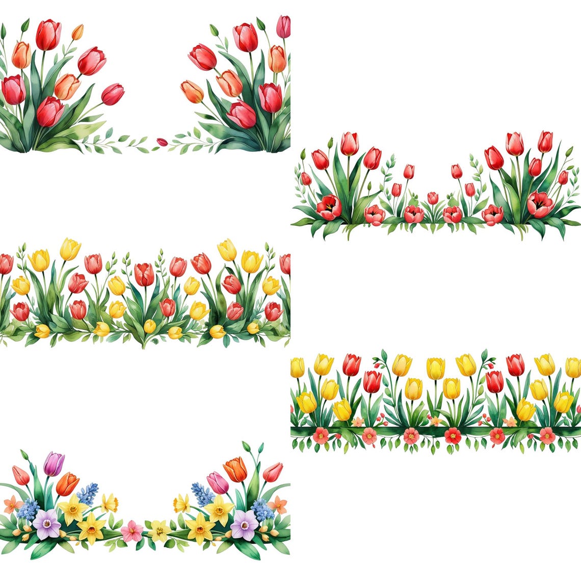 32 PNG Spring Flower Borders – Digital Download, Floral Clipart for ...