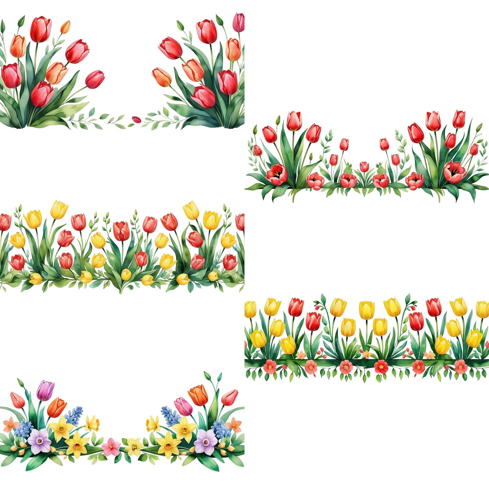 32 PNG Spring Flower Borders – Digital Download, Floral Clipart for ...
