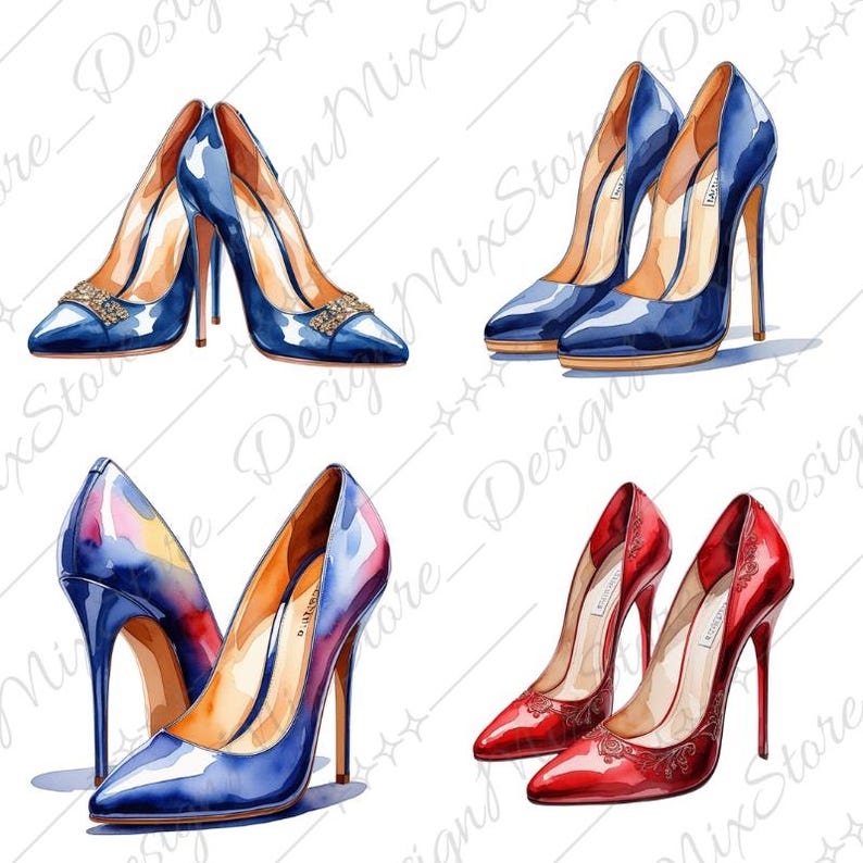 Elegant High Heels Clipart: Fashion Shoes PNG Illustrations (digital ...
