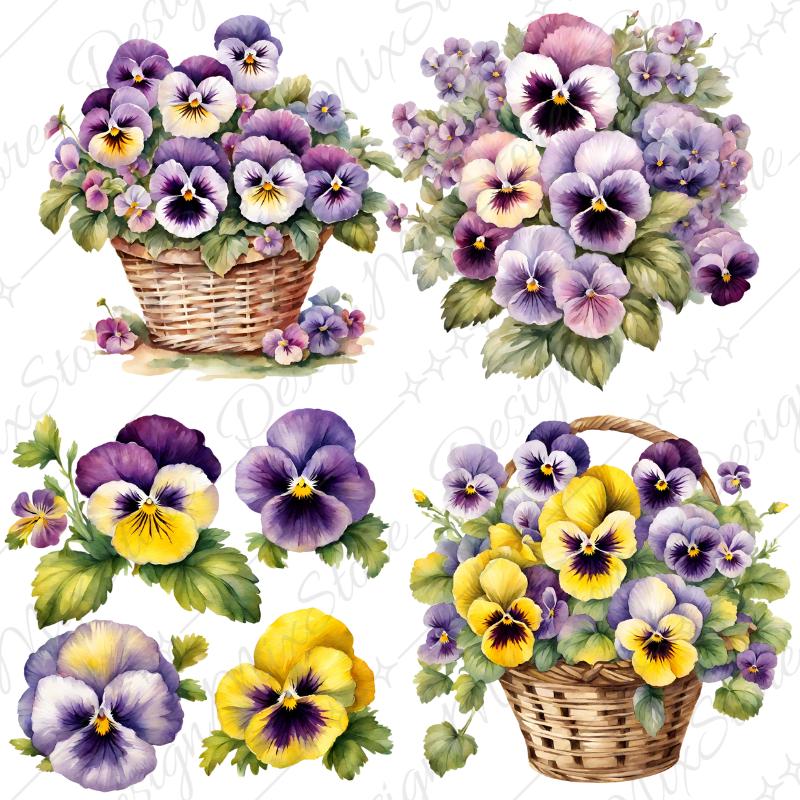 Pansies Digital Download | 16 PNG Clipart | Transparent Background ...