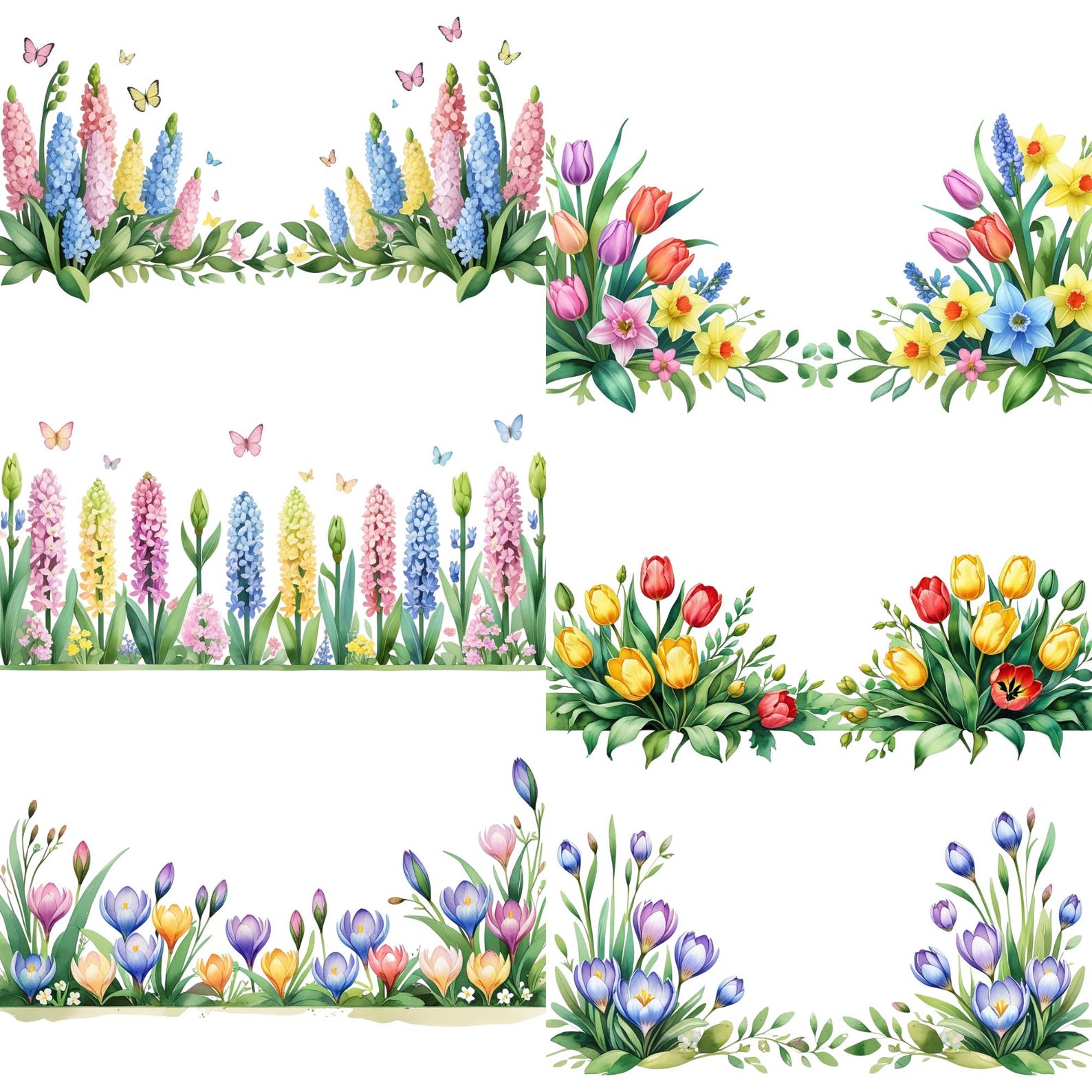 32 PNG Spring Flower Borders – Digital Download, Floral Clipart for ...