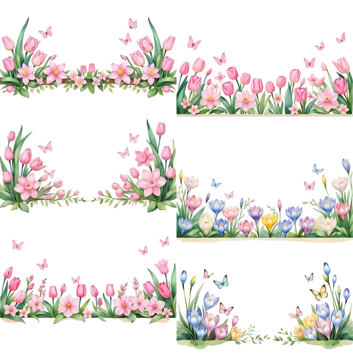 32 PNG Spring Flower Borders – Digital Download, Floral Clipart for ...